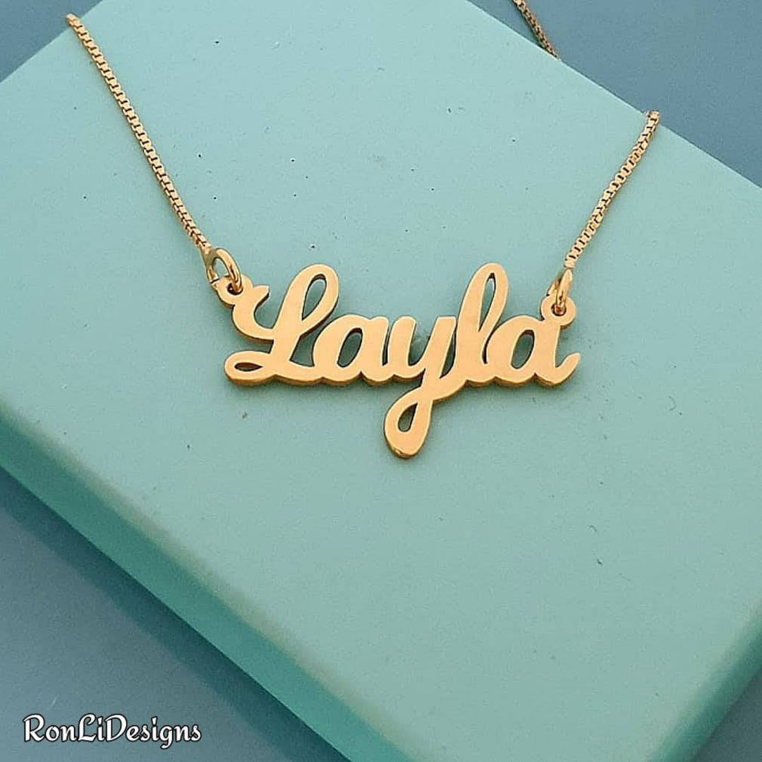 Name Necklace Personalized Gold Layla Style - Etsy