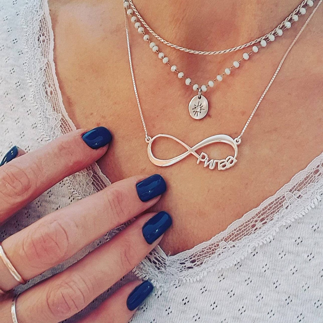 Sterling Silver Russian Name Infinity Necklace, Personalized Cyrillic ...