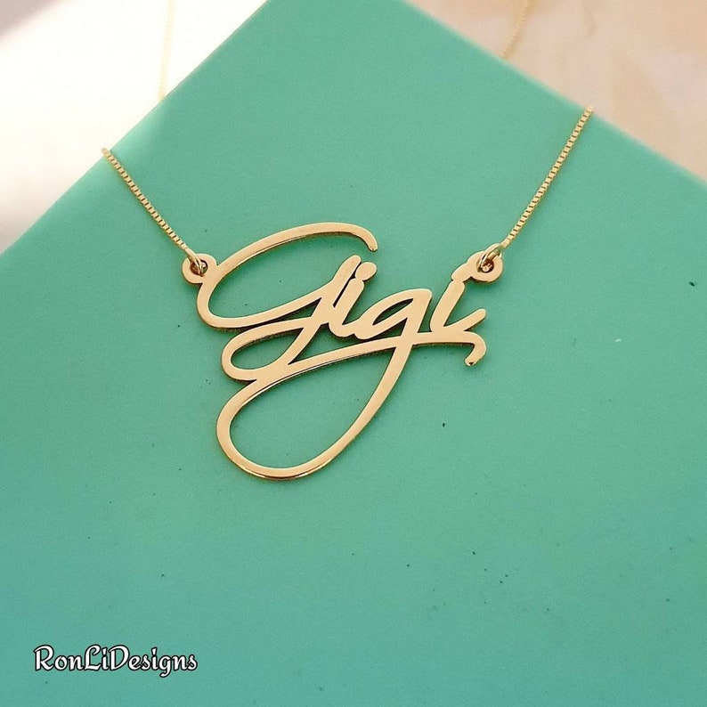 Real 14k Gold Name Necklace Gigi Style - Etsy
