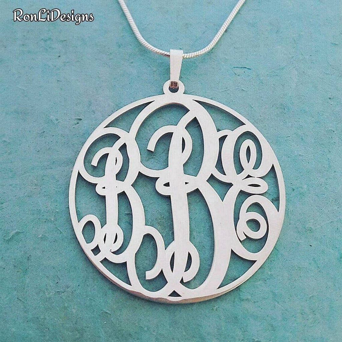 Silver Monogram Pendant / Monogram Necklace / Monogram With - Etsy