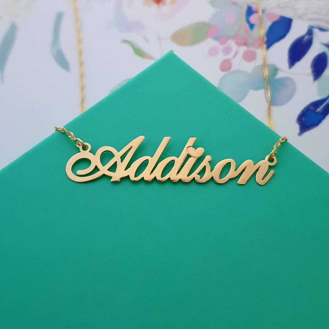 Solid 14k Real Gold Name Necklace Addison Style - Etsy
