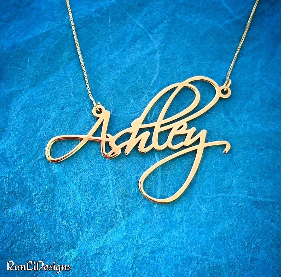 Gold Name Necklace Chain Pendant Ashley Style - Etsy