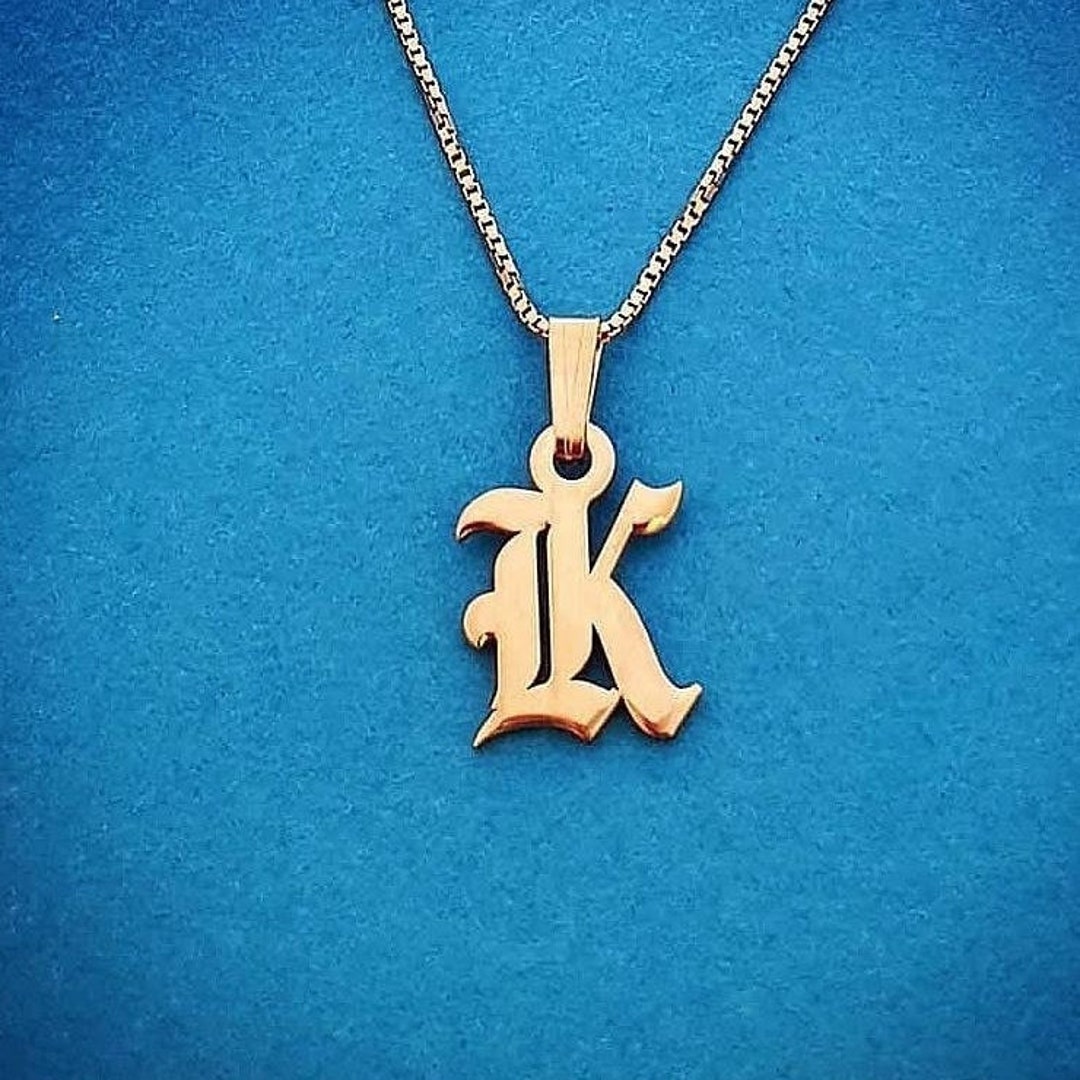 14k Solid Gold Letter Initial Old English Gothic Style • 1.4cm Tall ...