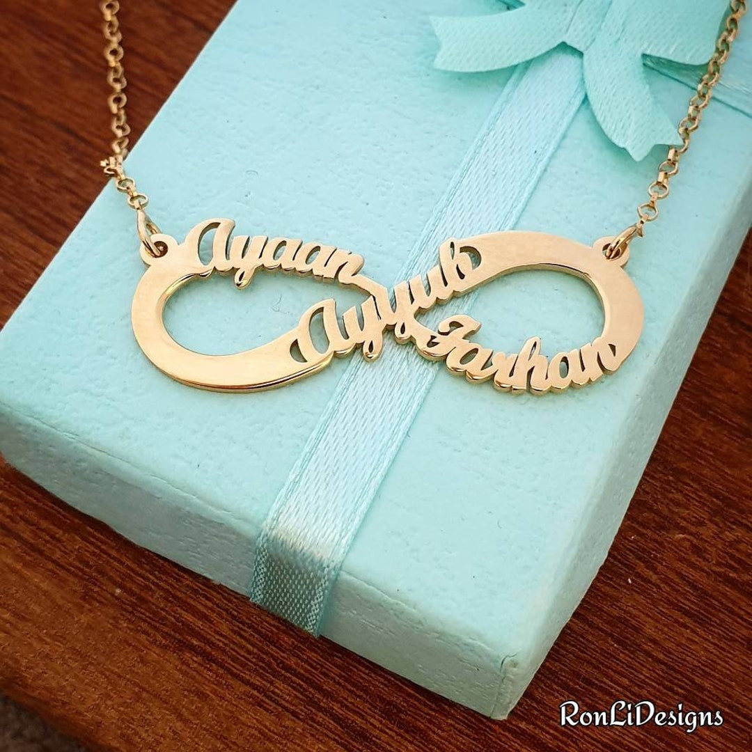 Infinity 3 name necklace store