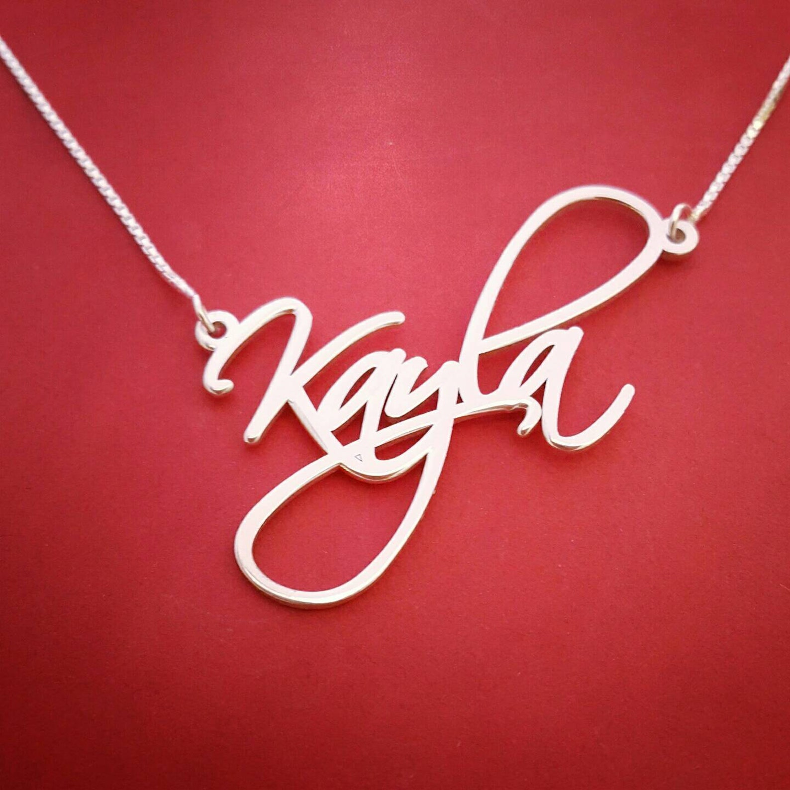 Silver Name Necklace Kayla Style - Etsy