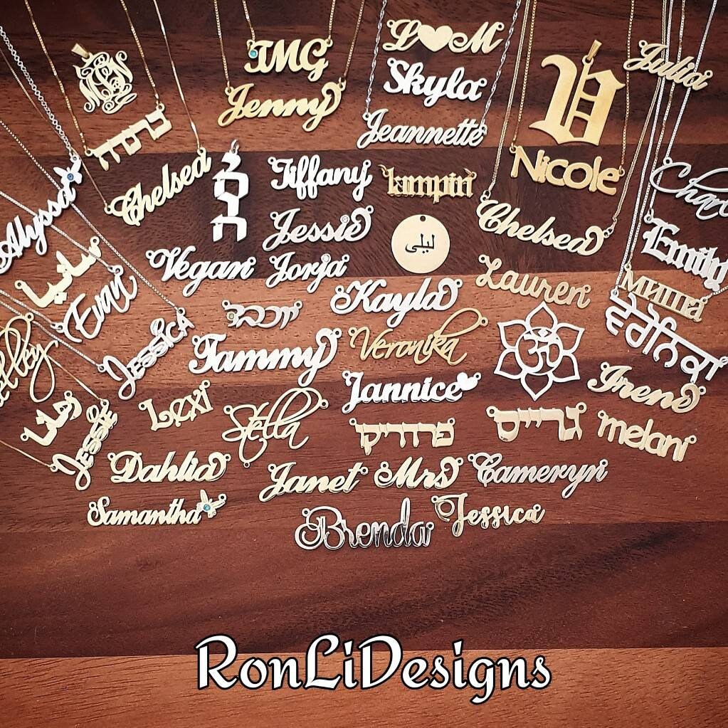 Name Necklace Kaylee Style Name Tag Flower Pendant - Etsy