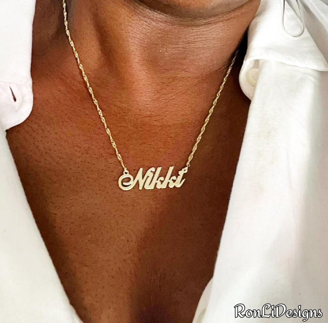 14k Solid Gold Name Necklace: Personalized Gold Chain - Etsy