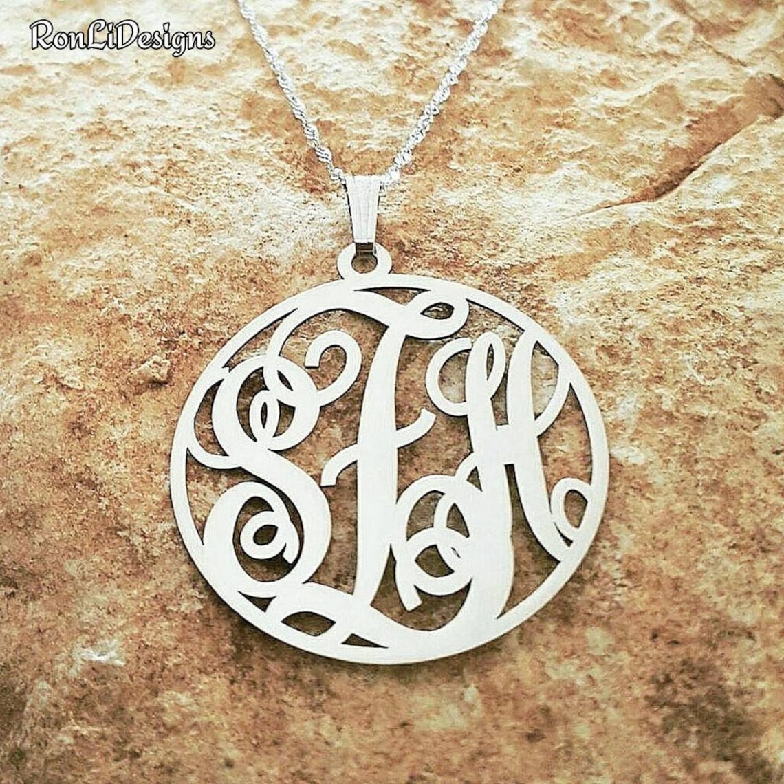 Silver Monogram Pendant / Monogram Necklace / Monogram With - Etsy