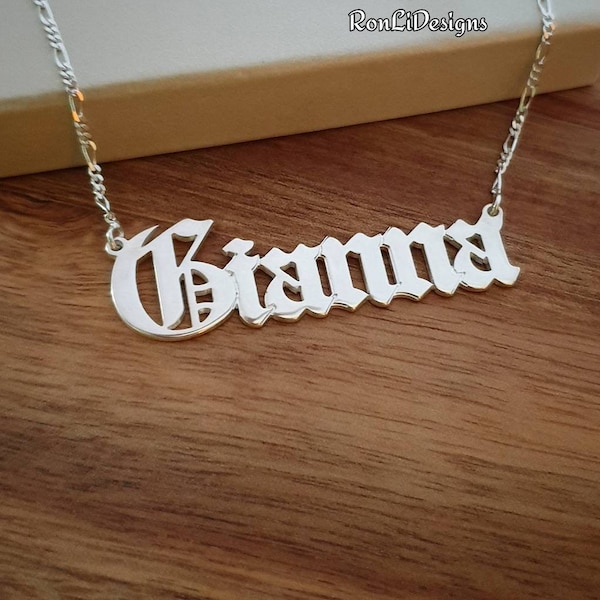 Sterling Silver Old English Name Plate - Etsy