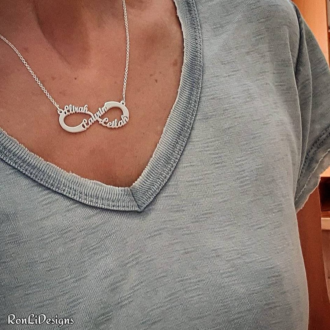 Sterling Silver Infinity Name Necklace: Personalized 3-name Pendant - Etsy