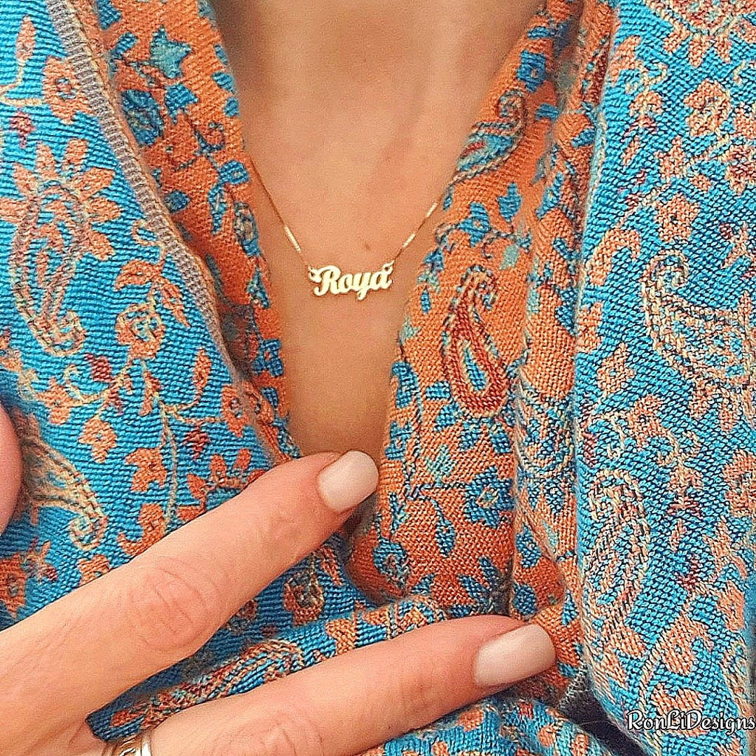 Small Name Necklace Solid 14k Gold Delicate Petite Size - Etsy