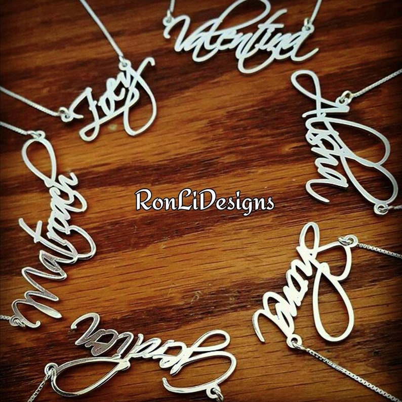 Name Necklace Sterling Silver Signature Sydney Style Nameplate - Etsy