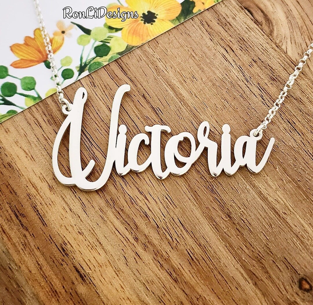 Big Name Necklace Victoria Style Calligraphy Font - Etsy