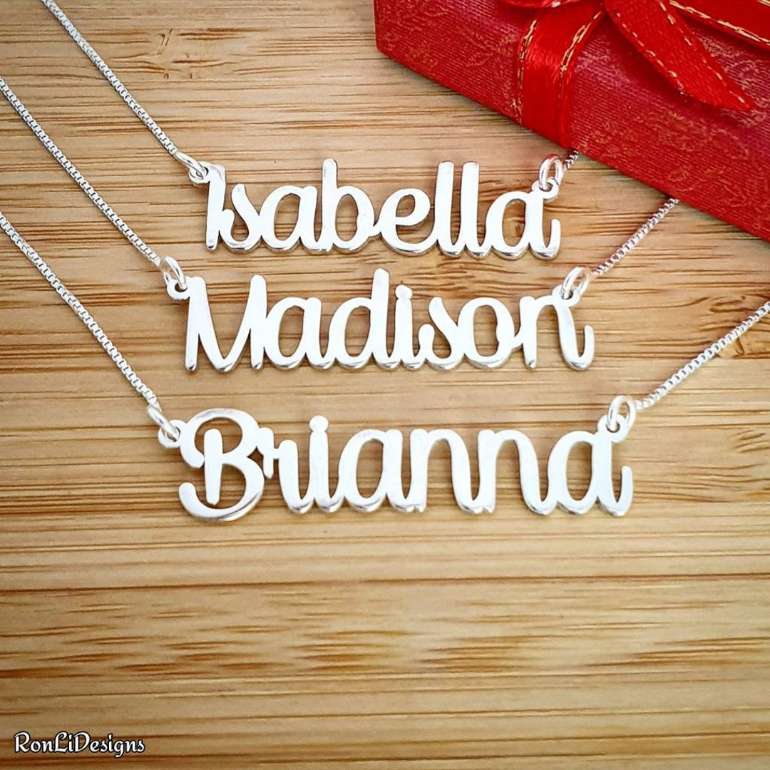 Sterling Silver Name Necklace: Personalized Isabella Style - Etsy