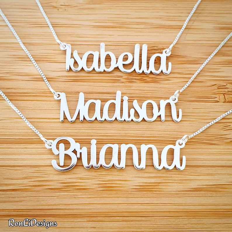 Name Necklace Emma Style • All Solid Sterling Silver 925 • Personalized ...