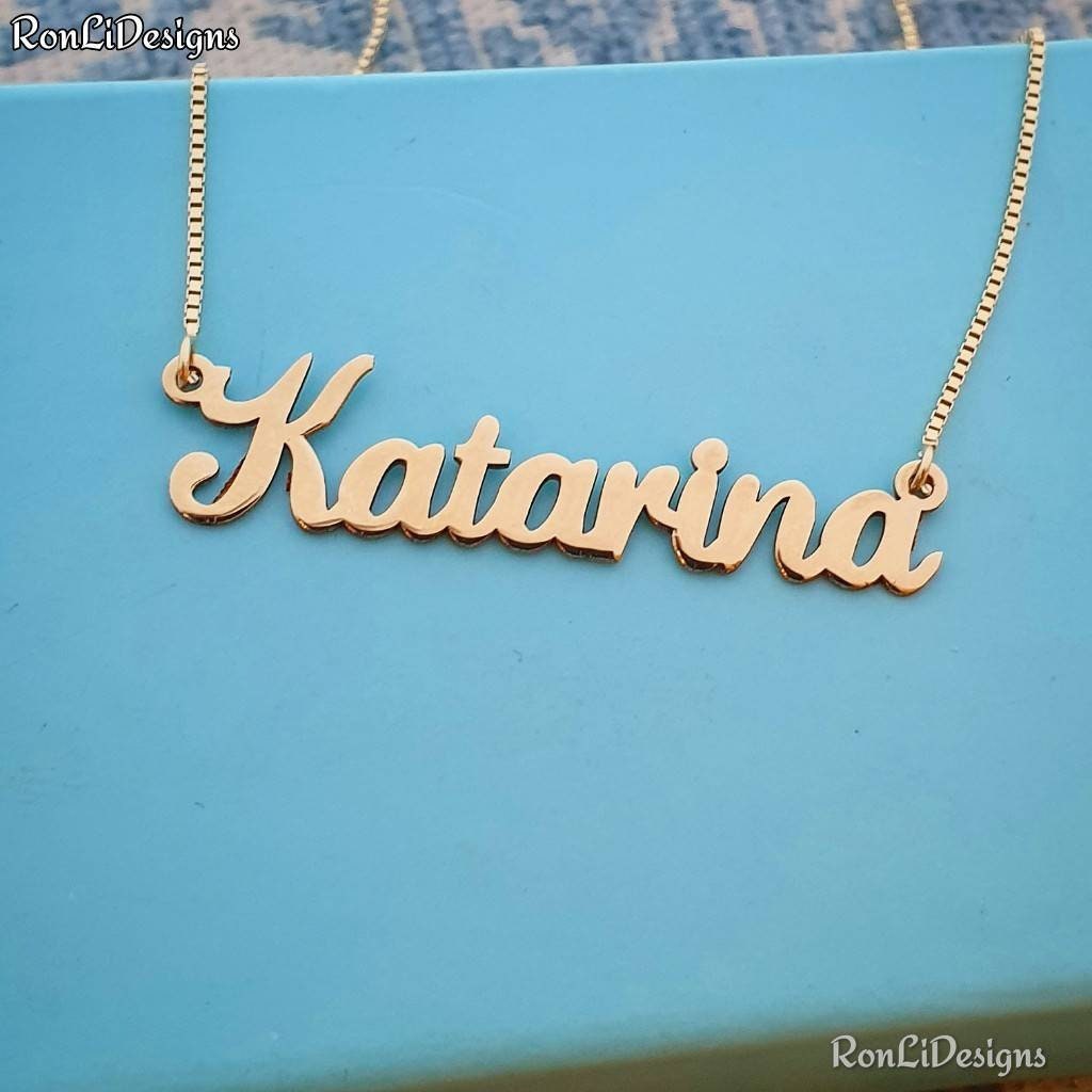 Name Necklace Personalized Gold Layla Style - Etsy