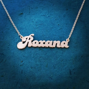 Roxanne Necklace - Roxana Nameplate Necklace - Vintage Jewelry Retro - Etsy