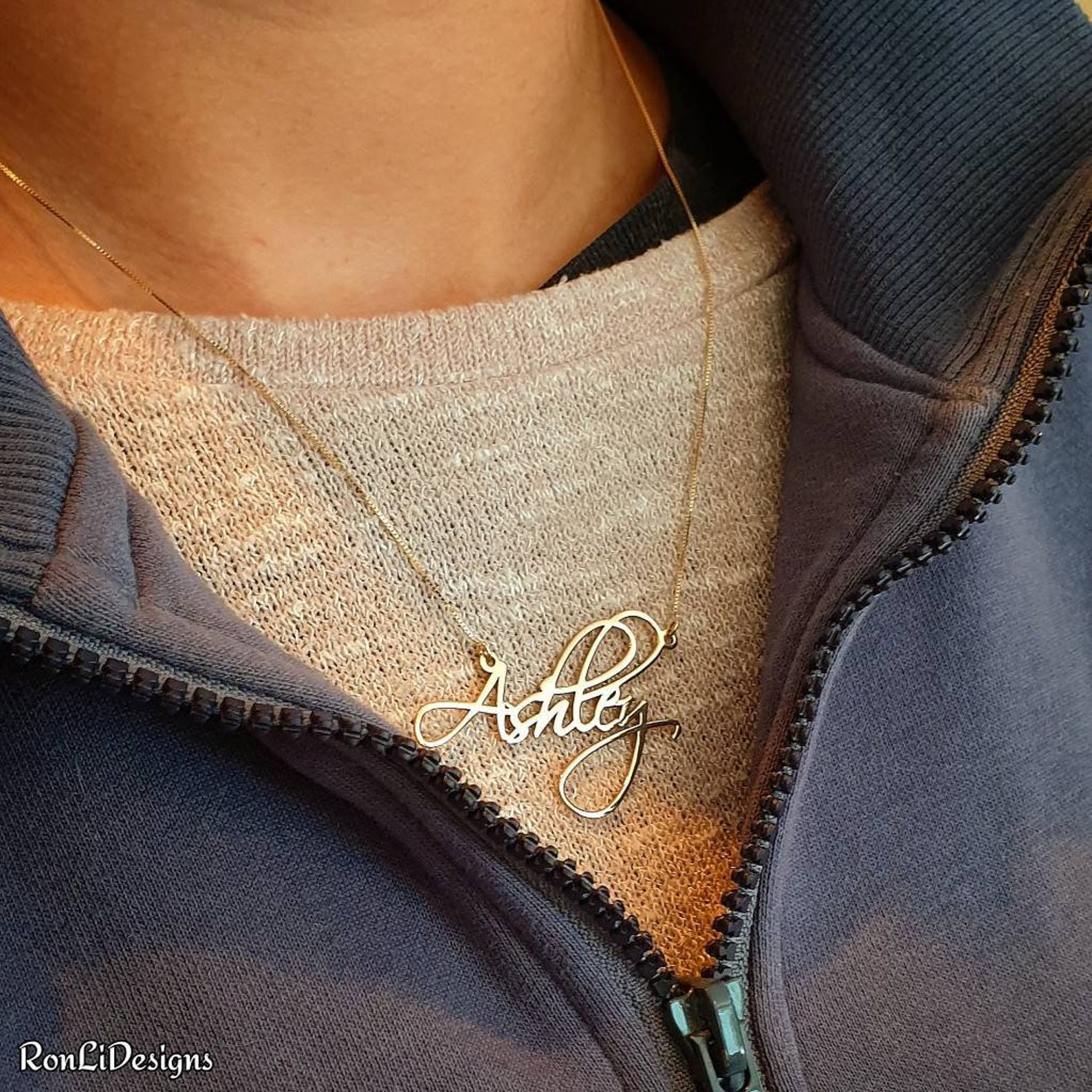 Gold Ashley Necklace Name Chain Necklace That Says Ashley Gold - Etsy UK