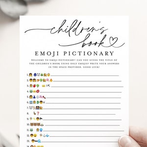 Children's Book Emoji Pictionary Baby Shower Game, Editable Children's ...