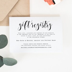Gift Registry Card Template Wedding Enclosure Card Template Printable ...