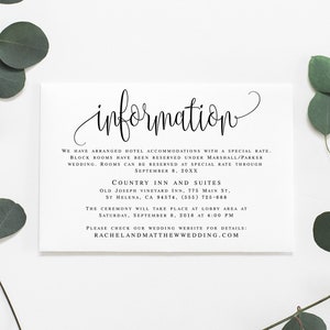 Wedding Information Template Information Card Wedding Information Card ...