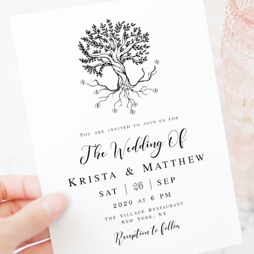 Tree Invitation Template Printable the Wedding of Invite - Etsy