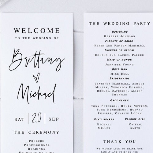 Rustic Wedding Program Printable Editable Template Instant - Etsy