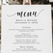 Wedding Menu Board Template Large Wedding Menu Template - Etsy