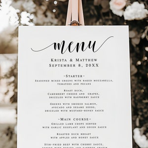 Wedding Menu Board Template Large Wedding Menu Template Download ...