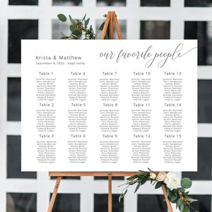 Simple Seating Chart Printable Template Our Favorite People - Etsy