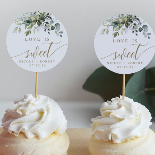 Round Cupcake Topper Template Printable Wedding Favor Tag - Etsy