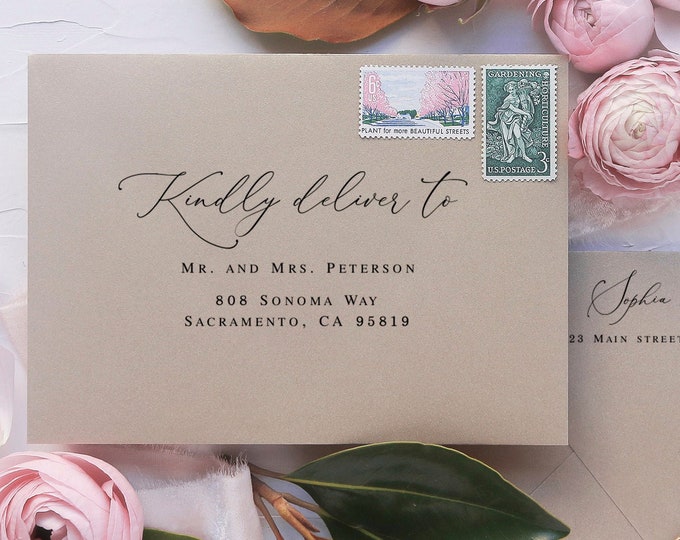Wedding Envelope Template With Return Address Calligraphy - Etsy