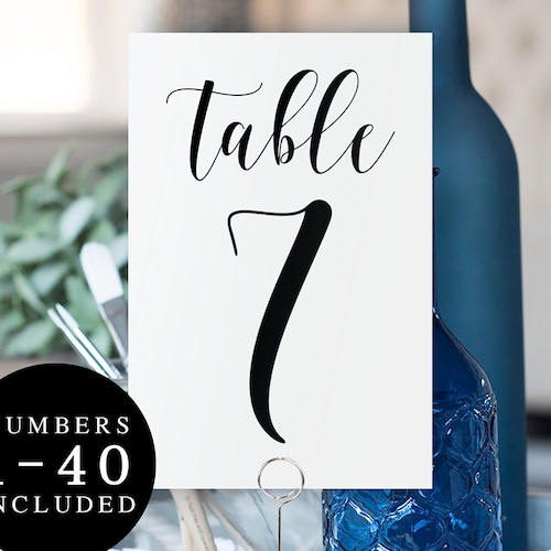 Elegant Table Numbers Printable Table Numbers 1-40 Modern - Etsy