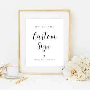 Heart Wedding Sign Create Your Own Poster Table Top Decor Custom ...