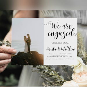 Were Engaged Invitation With Photo Picture Templett Fully - Etsy