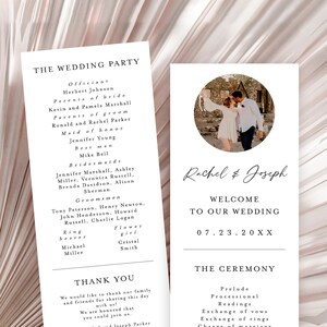 Minimalist Wedding Program Template, Modern Wedding Program, Photo ...