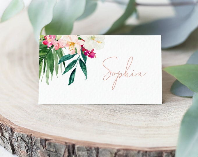 Floral Place Cards Template Name Templett Instant Download - Etsy