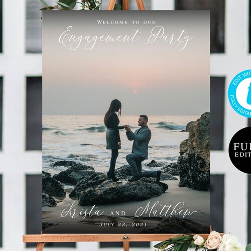 Engagement Welcome Sign Template Fully Editable Poster With - Etsy