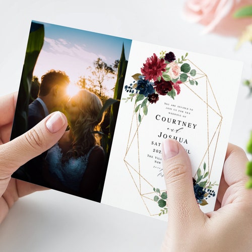 Template Wedding Invitation With Photo Picture Fully - Etsy