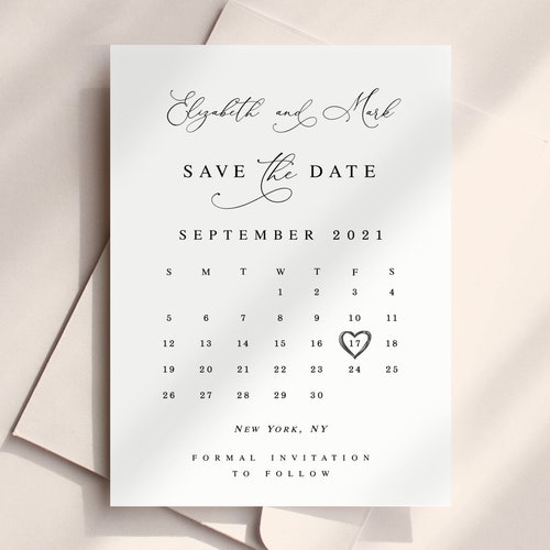 Calendar Save the Date Template Templett Fully Editable - Etsy