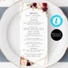 Template Menu Downloadable, Self-editing, Dinner, Printable, Bohemian ...