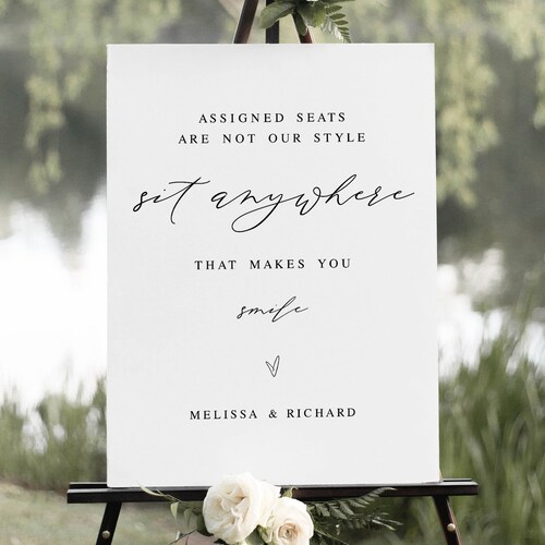 Printable Wedding Sign No Seating Plan Minimalist // Digital - Etsy Canada