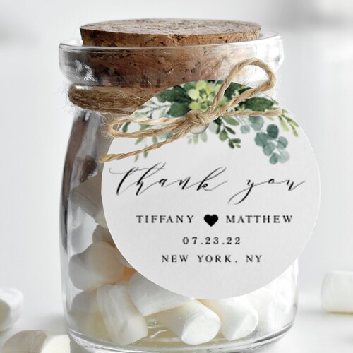 Round Wedding Stickers Printable Circle Gift Tags Template | Etsy