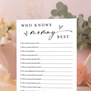 Who Knows Mommy Best, Who Knows Mom Best, Minimalist Baby Shower Game ...