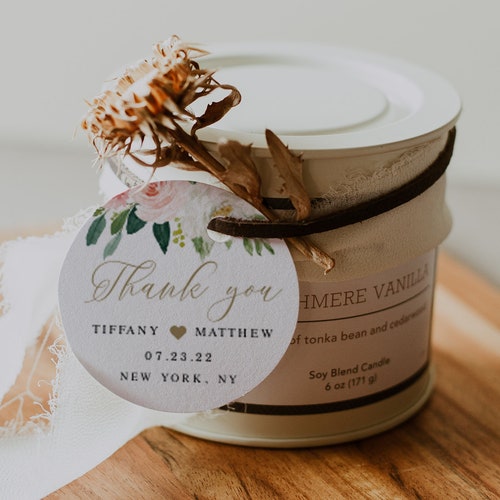 Round Wedding Stickers Printable Circle Gift Tags Template | Etsy