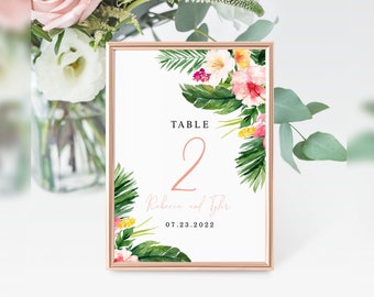 Table Numbers Wedding Tropical - Etsy