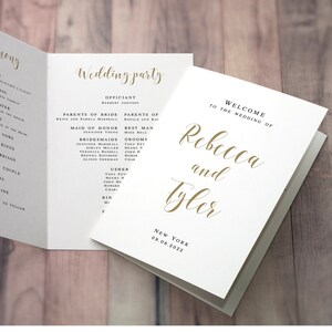 Gold Program Template Folded Download Wedding Ceremony - Etsy