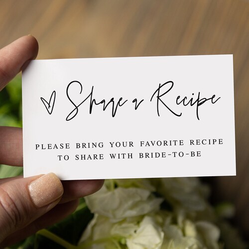 Share A Recipe Card Template Invitation Insert Bridal Shower - Etsy