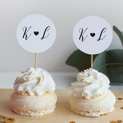 Round Cupcake Topper Template Printable Wedding Favor Tag - Etsy