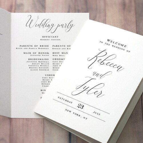 Elegant Wedding Program Template Printable Wedding Program - Etsy